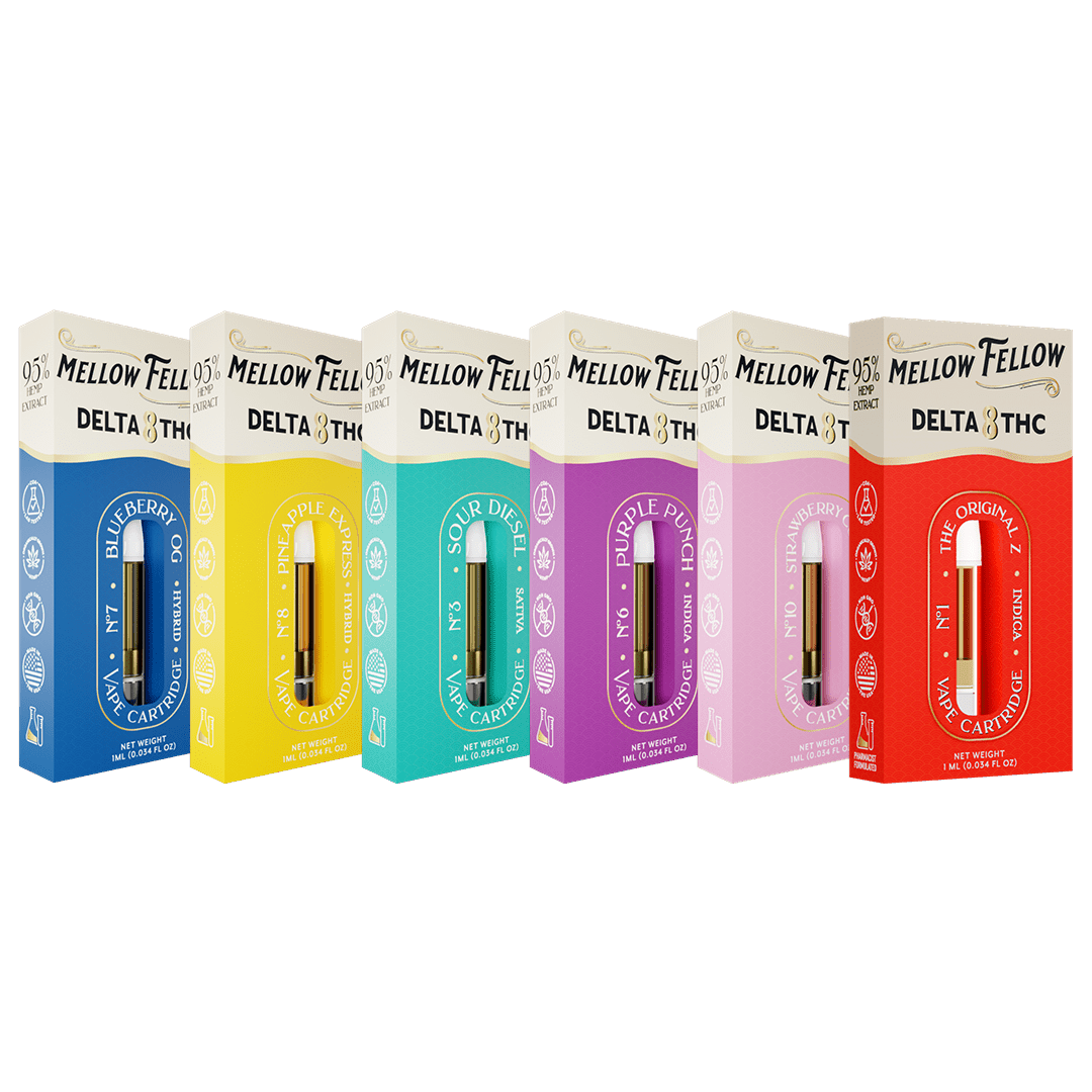 Delta 8 1ml Vape Cartridge Sampler 6 Pack - Mellow Fellow
