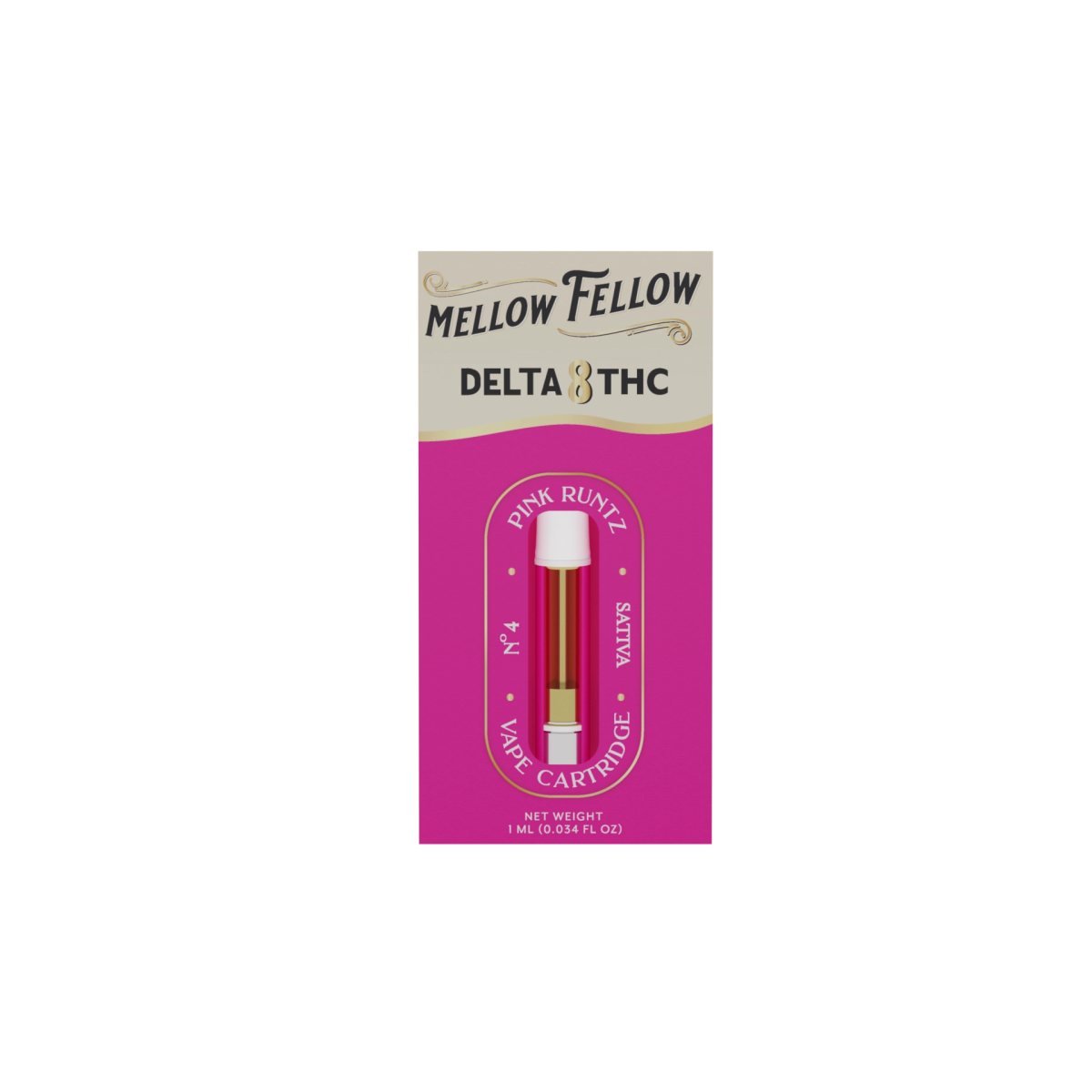 Delta 8 1ml Vape Cartridge - Pink Runtz (Sativa) - Mellow Fellow